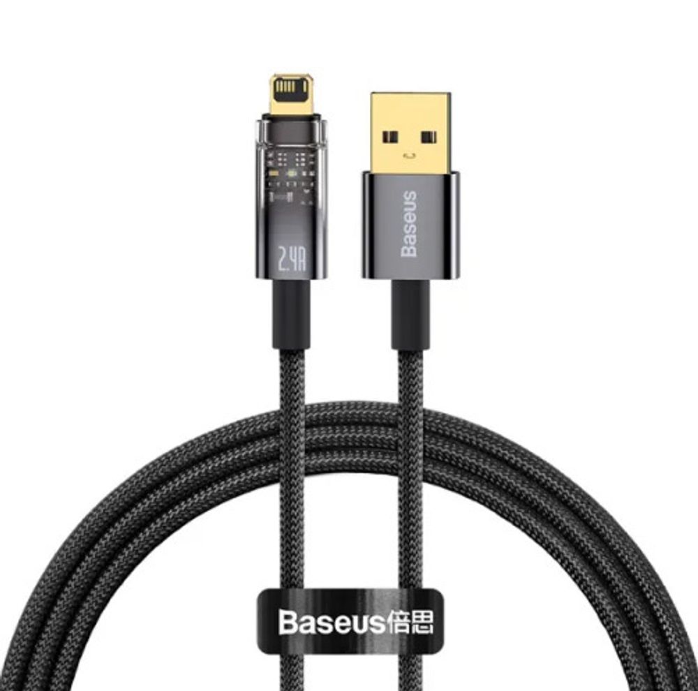 Кабель Baseus Explorer Series Auto USB - Lightning 2.4A 1m Black (CATS000401)