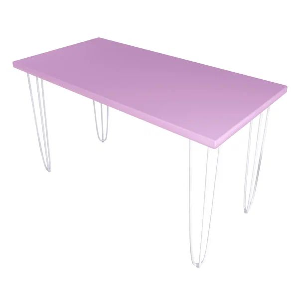 Стол кухонный Solarius Loft металл-дерево 140х60х75, розовый с белыми ножками-шпильками