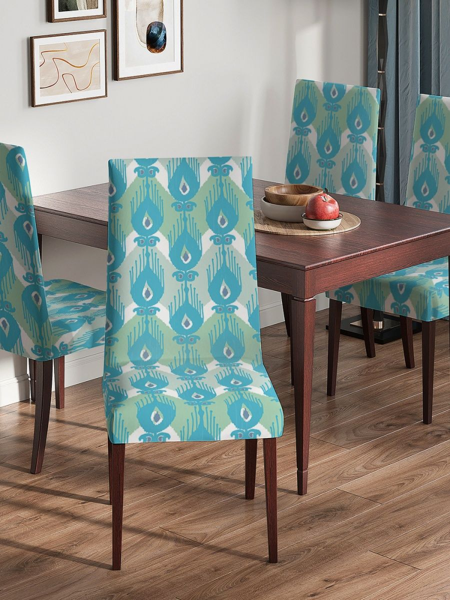 Декоративный чехол на стул со спинкой велюровый dvcc_4433 JoyArty