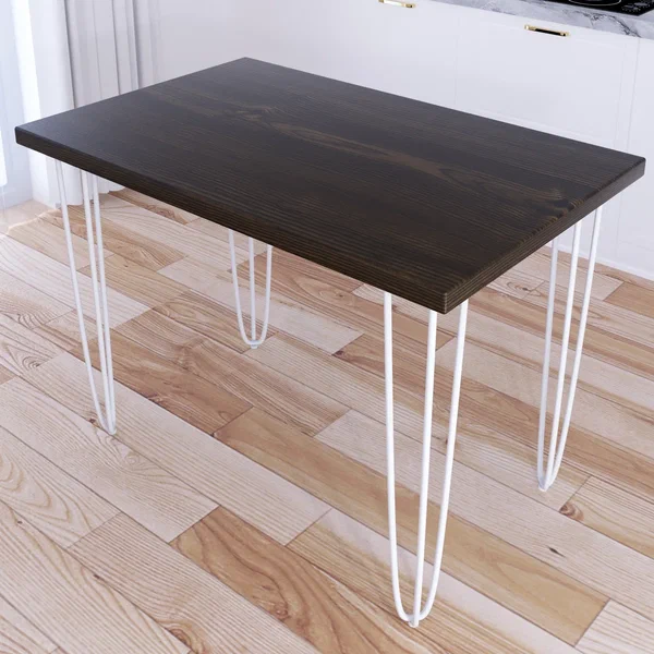 Стол кухонный Solarius Loft металл-дерево 90x70х75 цвет темного дуба с белыми ножками