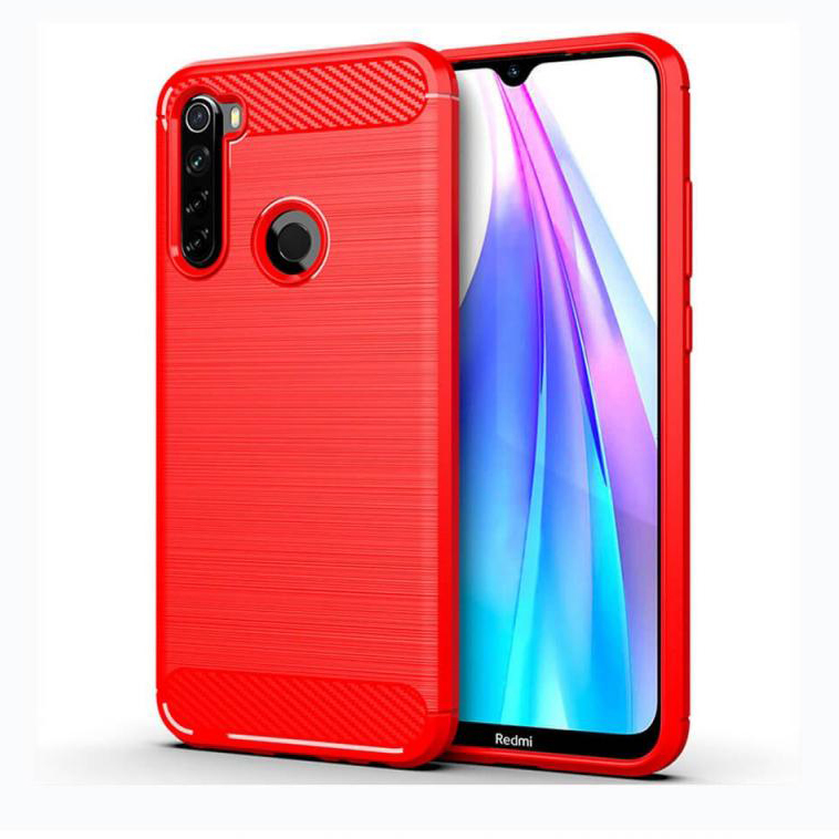 Чехол силиконовый для Xiaomi Redmi Note 8 / Note 8T Carbon series красный