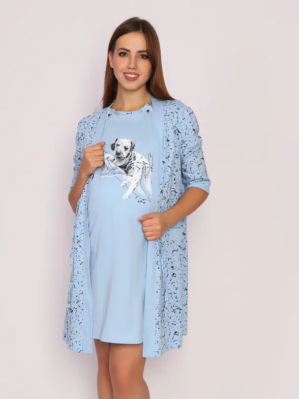 Комплект домашний для беременных женский Fashion Margo КЖ0237 голубой 52 RU