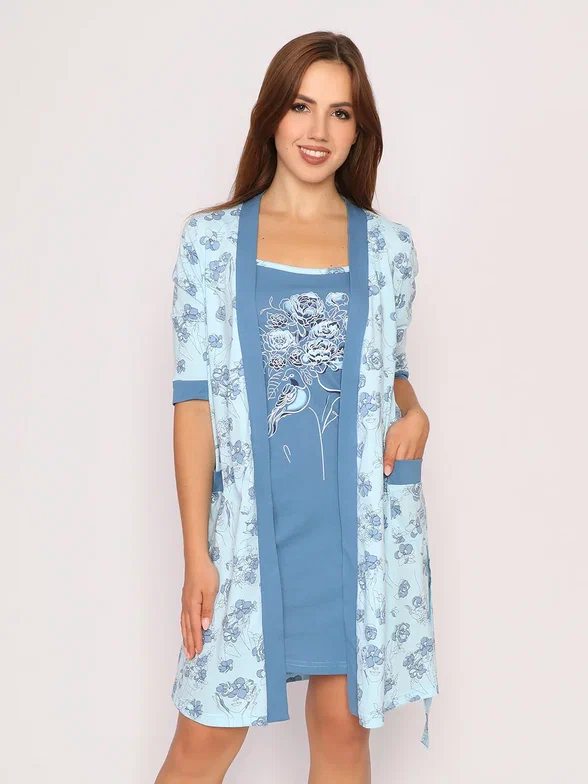 Комплект домашний женский Fashion Margo КЖ0235 голубой 58 RU