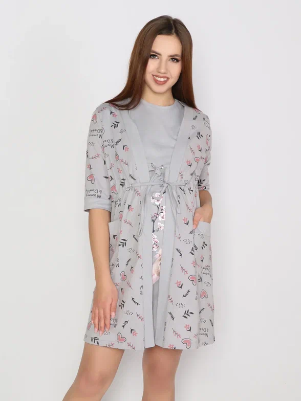 Комплект домашний для беременных женский Fashion Margo КЖ0224 серый 56 RU