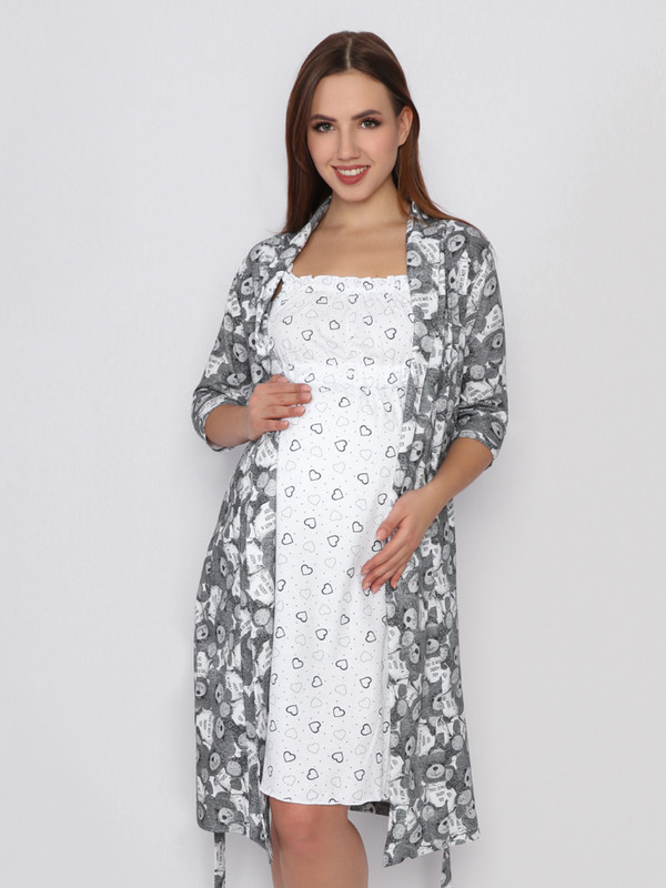 Комплект домашний для беременных женский Fashion Margo КЖ0253 серый 56 RU