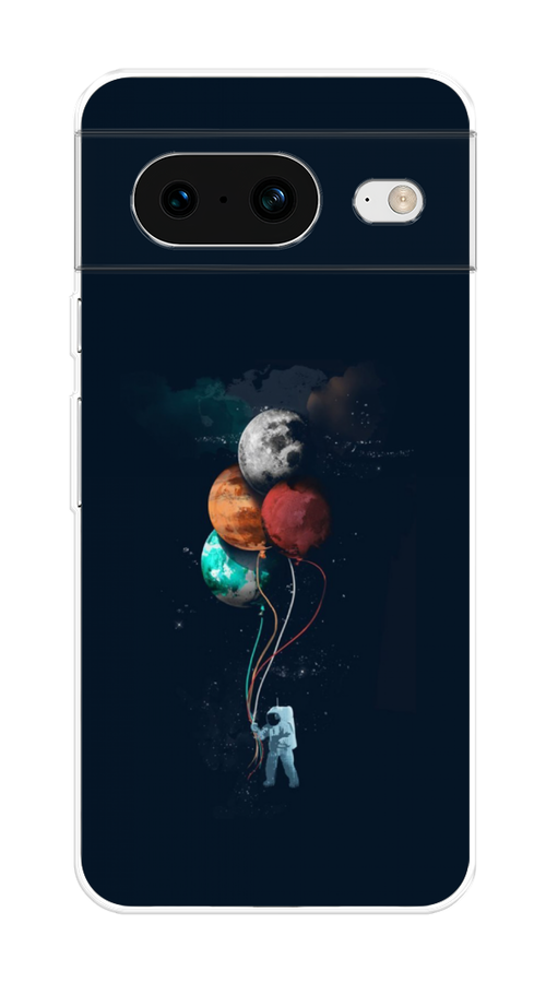 Чехол на Google Pixel 8 "Космонавт с шариками"