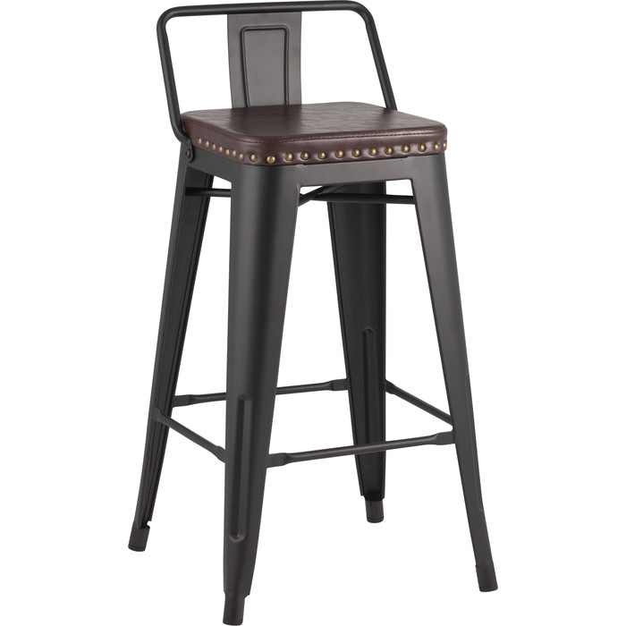 Полубарный стул Stool Group LF626A MATTE BLACK 3474+PU7005, черный/кор