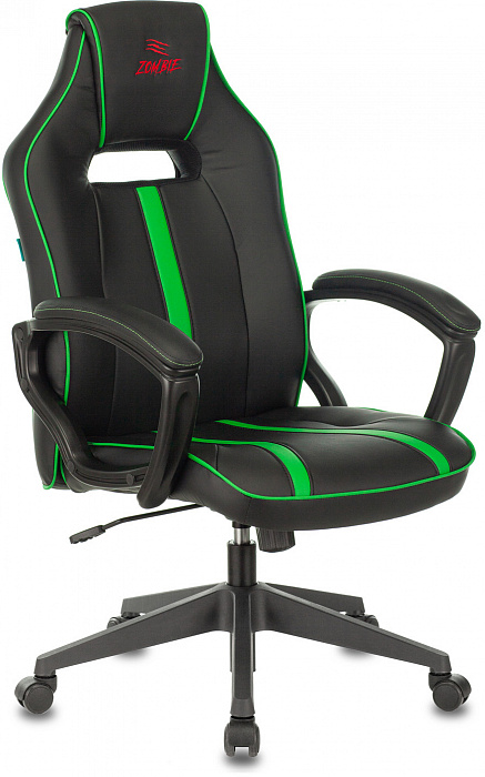 Кресло игровое Zombie A3 черный/зеленый искусственная кожа крестовина пластик