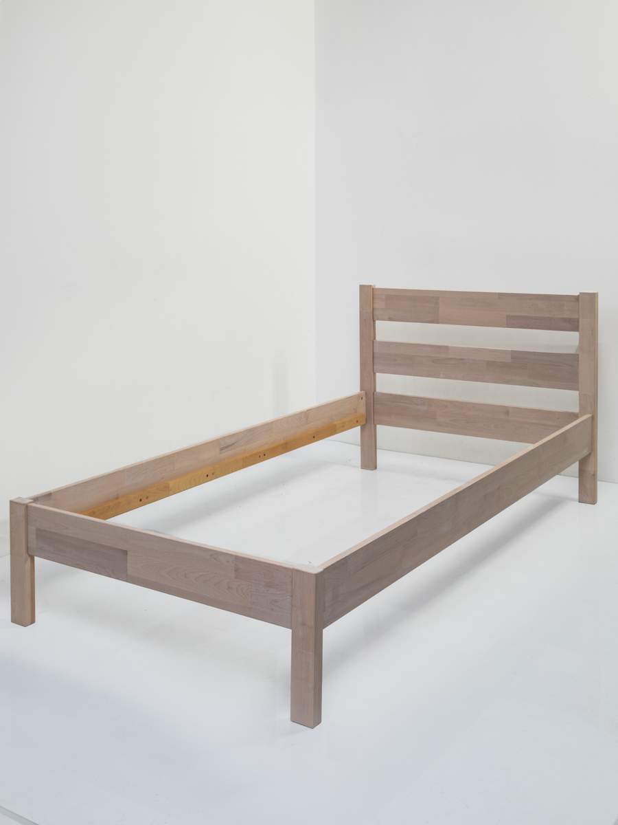 Односпальная кровать Вудгрупп Агата из массива березы, 80х200 см, беленый дуб