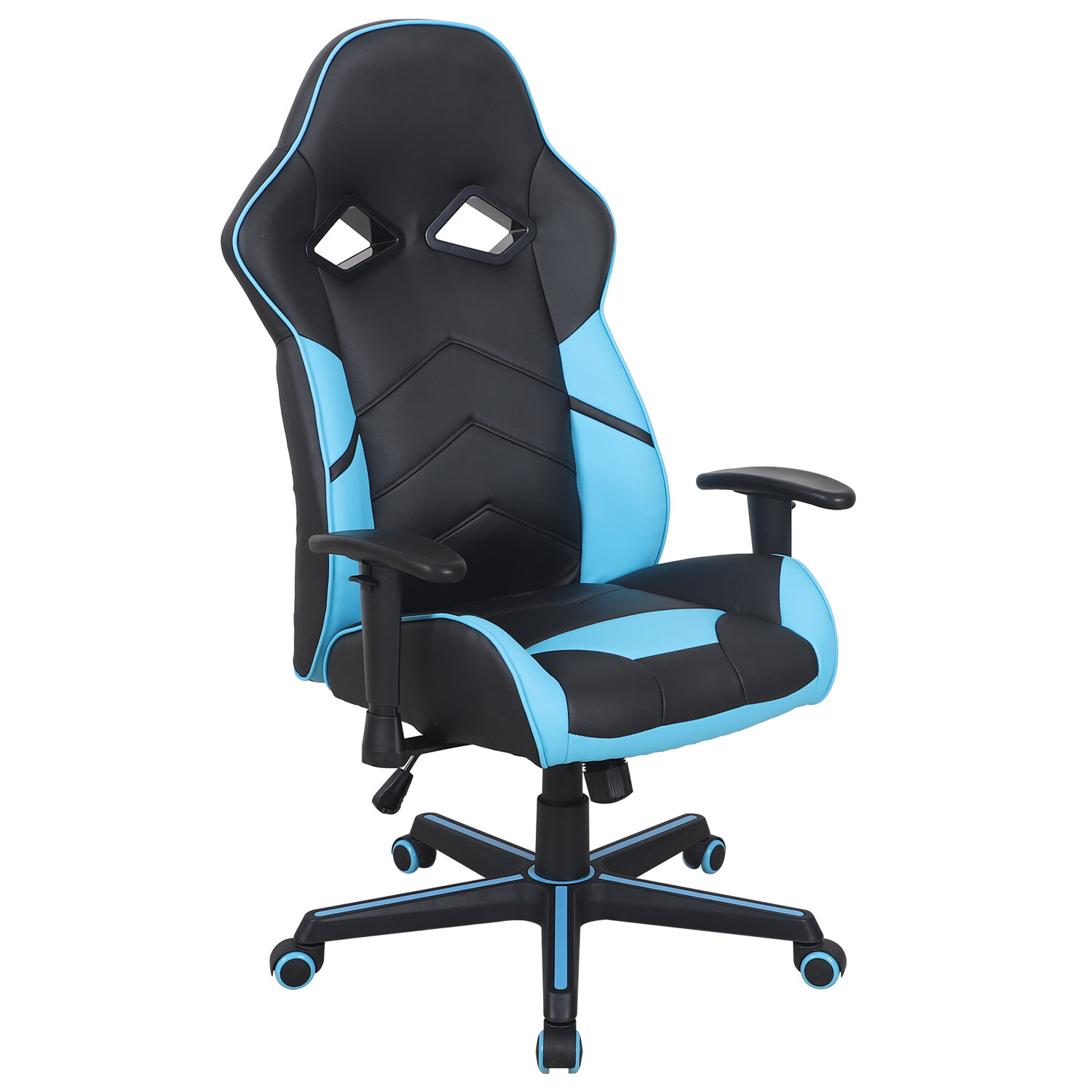Кресло компьютерное BRABIX Storm GM-006, экокожа, черное/голубое