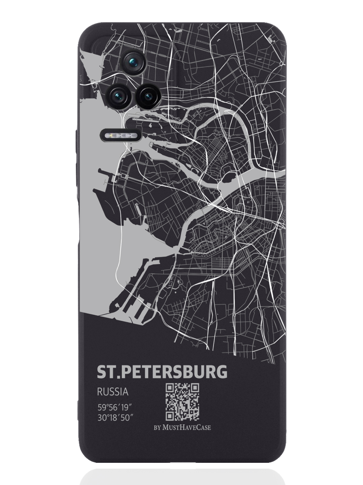 Чехол MustHaveCase для Poco F4 Карта Санкт-Петербурга черный