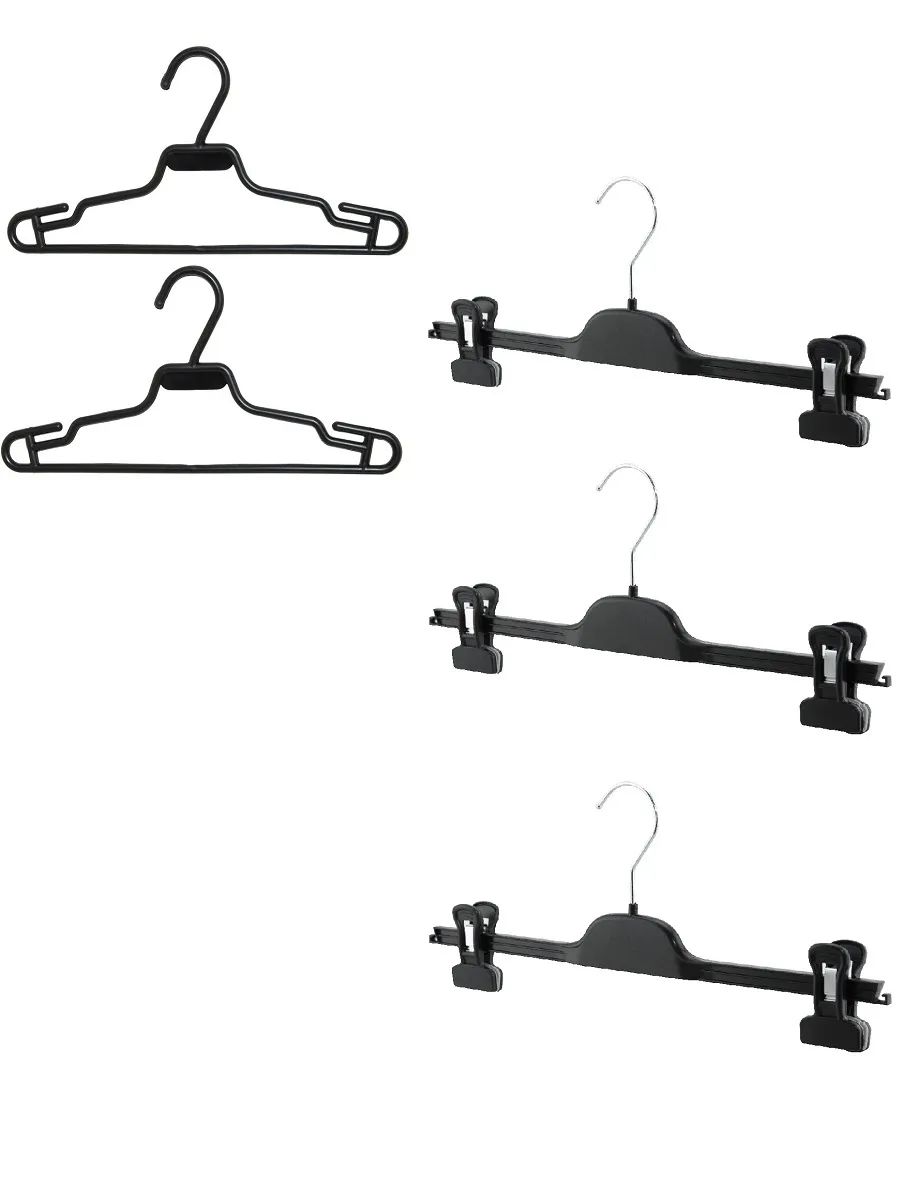 Valexa набор вешалок ВС-2 для детской одежды, черная, 2шт + PV-36 брючная, черная, 3шт
