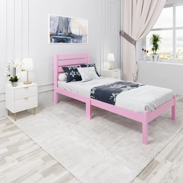 Кровать без матраса Solarius Классика компакт высокая спинка 90х200, цвет розовый
