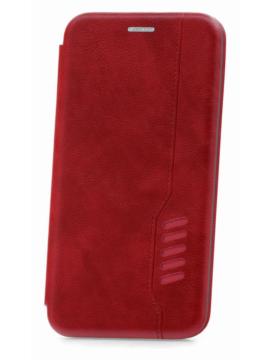 Чехол на Samsung M11 Kruche Open Book-1 красный,книжка с карманом для карт,с магнитом