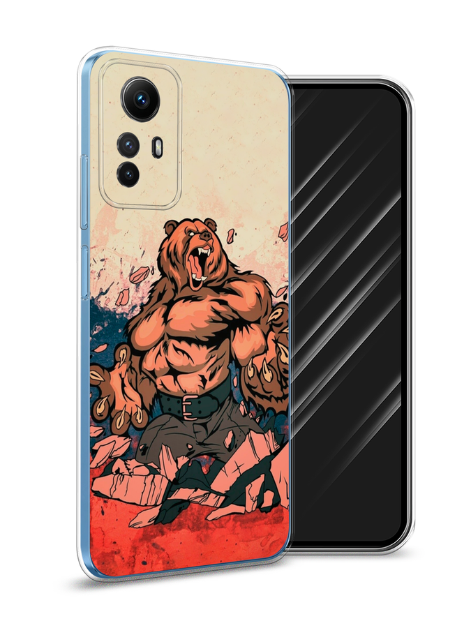 Чехол Awog на Xiaomi Redmi Note 12S "Медведь с флагом РФ"