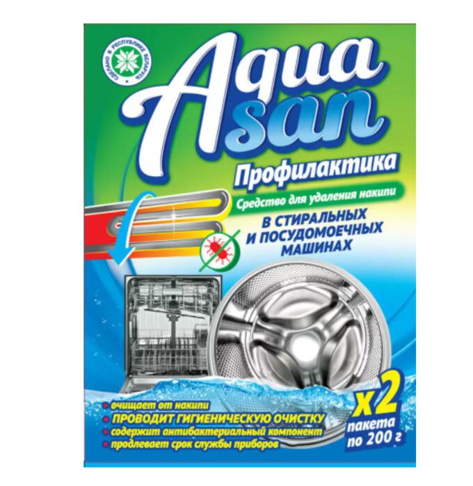 Порошок Аквасан для удаления накипи в стиральных и посудомоечных машинах 400 г