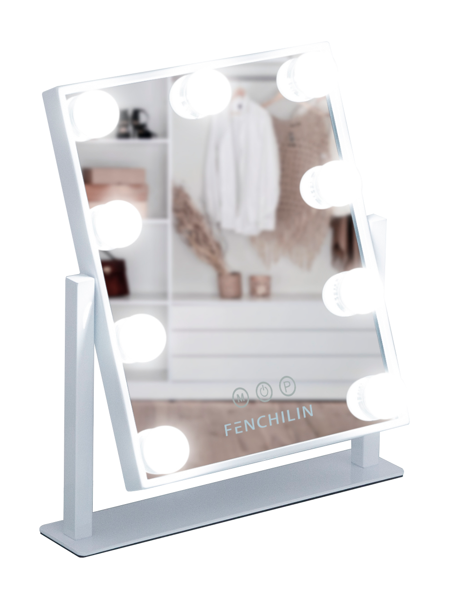Профессиональное настольное зеркало c подсветкой FENCHILIN DC117-7, белое, 30х25см