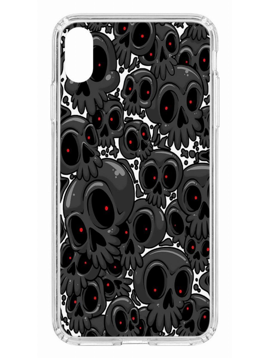 Чехол на Apple iPhone XS Max Kruche Print Skull gray