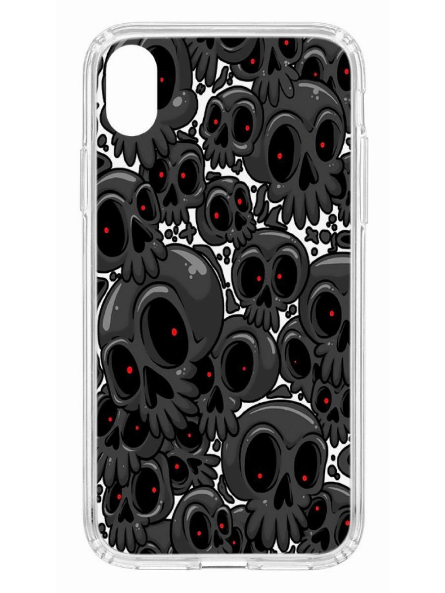 Чехол на Apple iPhone XR Kruche Print Skull gray