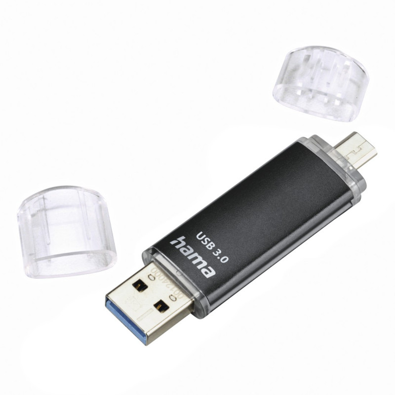 Флешка Hama Флешка Hama "Laeta Twin" USB 3.0, 128GB, 40MB/s, black 128 ГБ (59168)