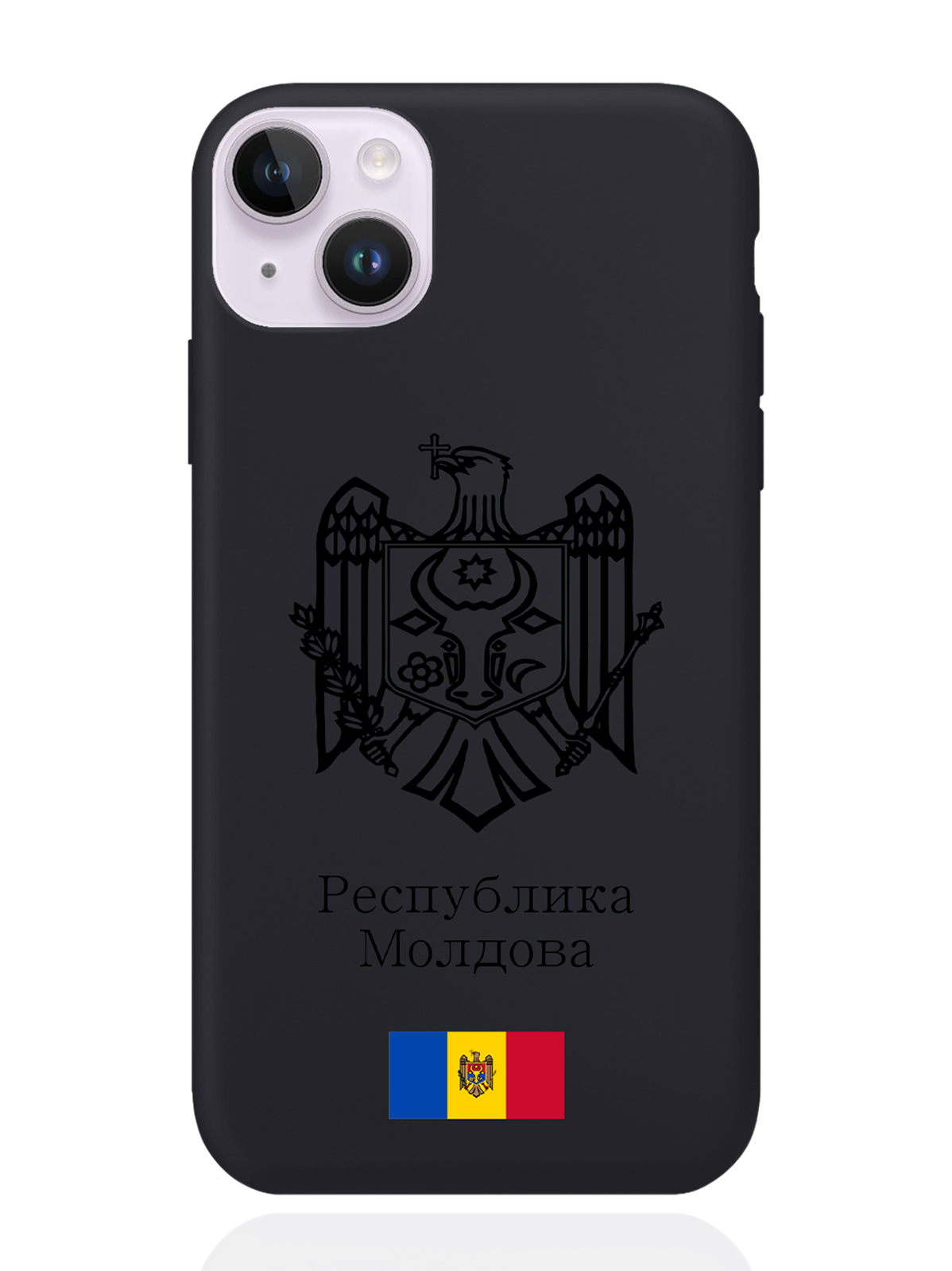 Чехол SignumCase для iPhone 14 Plus Черный лаковый Герб Молдавии черный