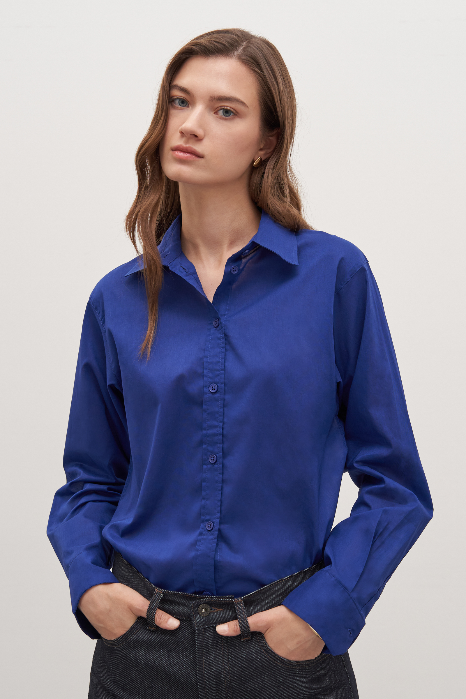 Рубашка женская Finn Flare FAD110256 синяя M