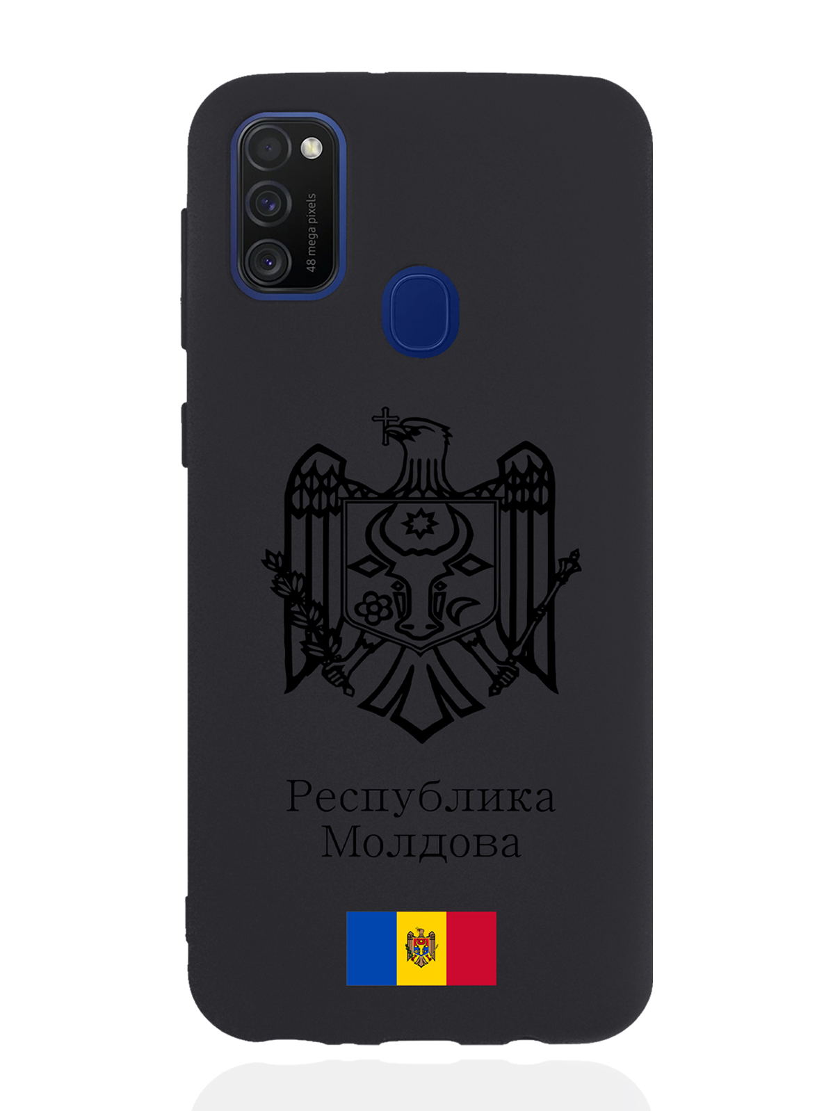 Чехол SignumCase для Samsung Galaxy M21 Черный лаковый Герб Молдавии черный