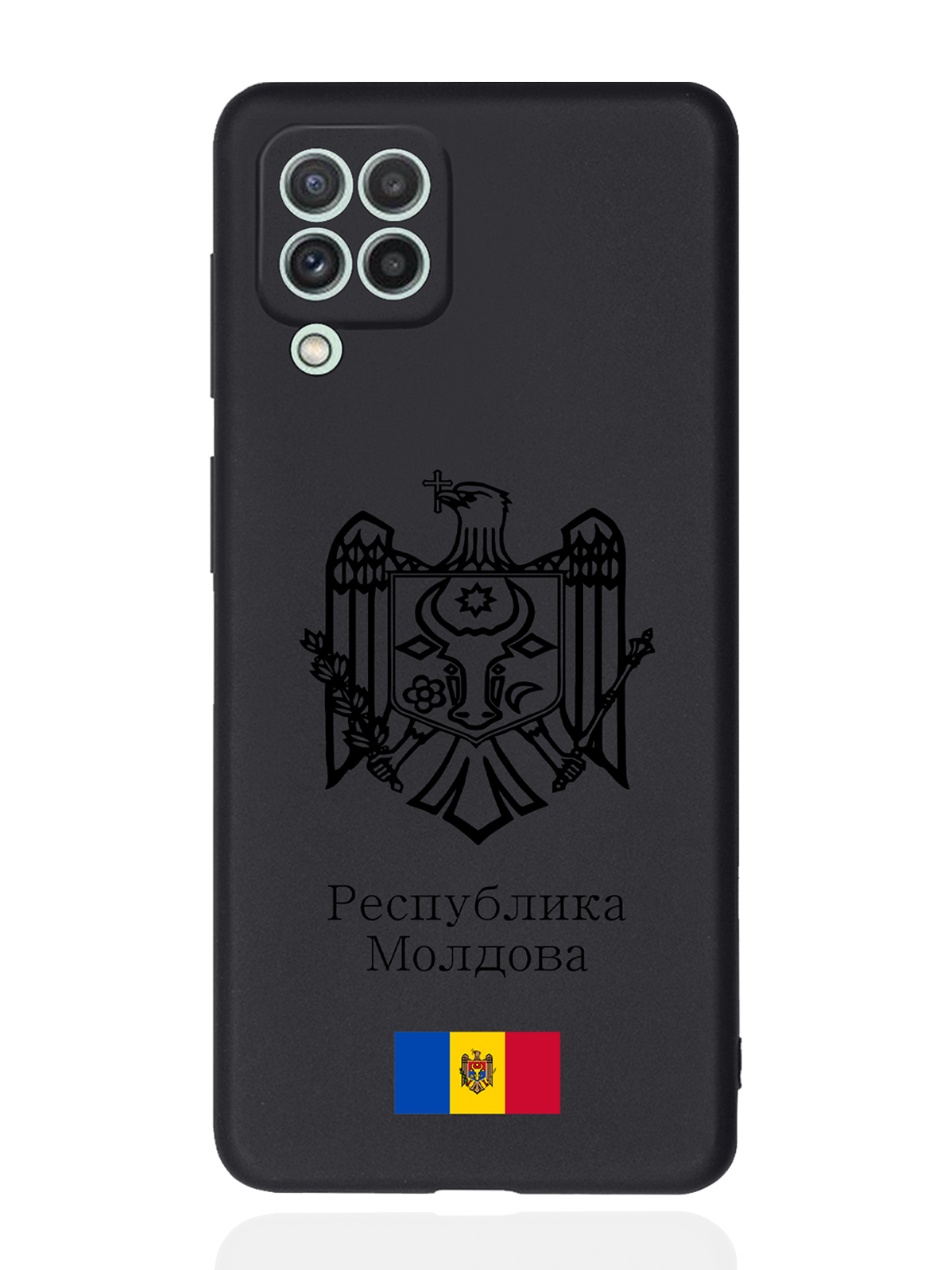 Чехол SignumCase для Samsung Galaxy A22 Черный лаковый Герб Молдавии черный