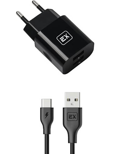 Зарядное устройство Exployd Classic 3.1A 2хUSB - Type-C Black EX-Z-594