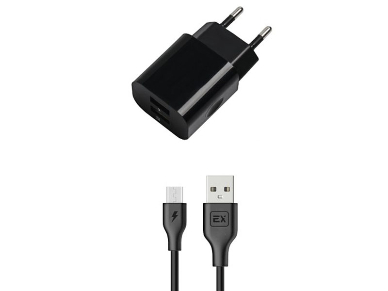 Зарядное устройство Exployd Classic 3.1A 2хUSB + MicroUSB Black EX-Z-464