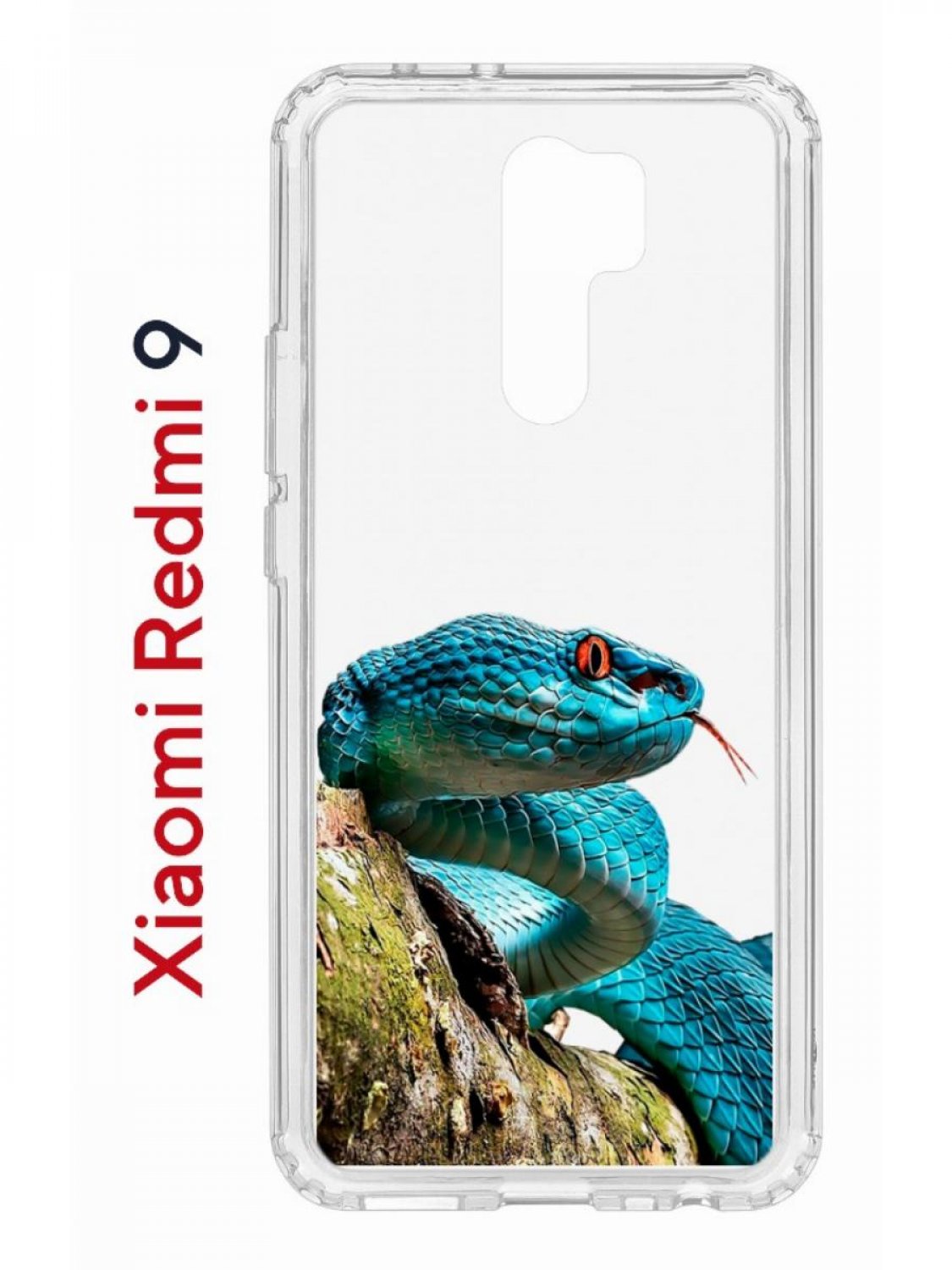 Чехол на Xiaomi Redmi 9 с принтом Kruche Print Змея,противоударный бампер,с защитой камеры