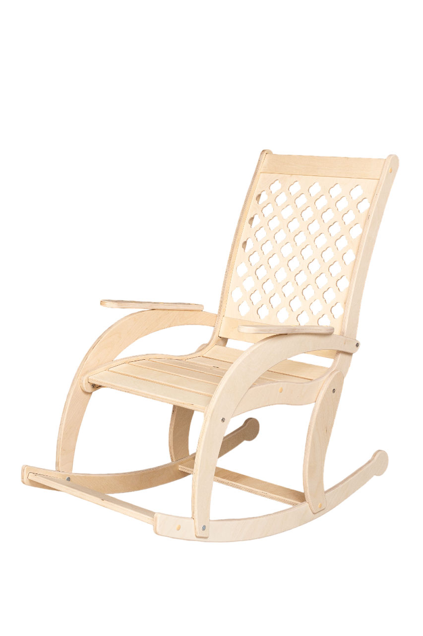 Кресло качалка деревянное Playwoods ажурная спинка, натуральный