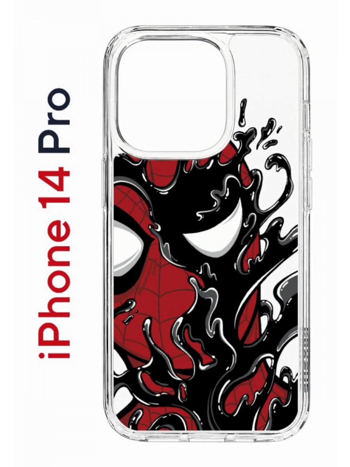 Чехол на iPhone 14 Pro с принтом Kruche Print Spider-Man-Venom, бампер с защитой камеры