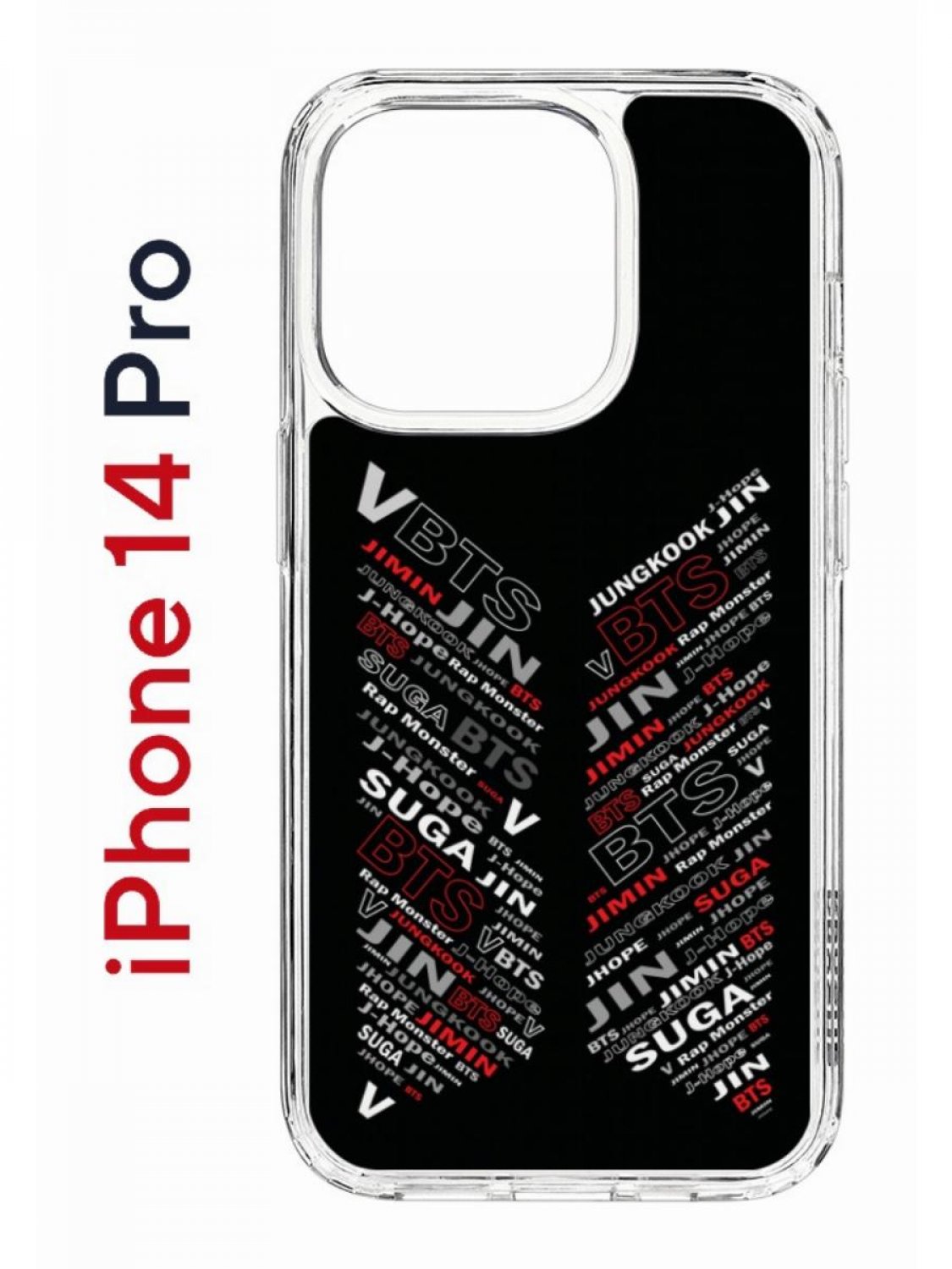 Чехол на iPhone 14 Pro с принтом Kruche Print BTS, бампер с защитой камеры