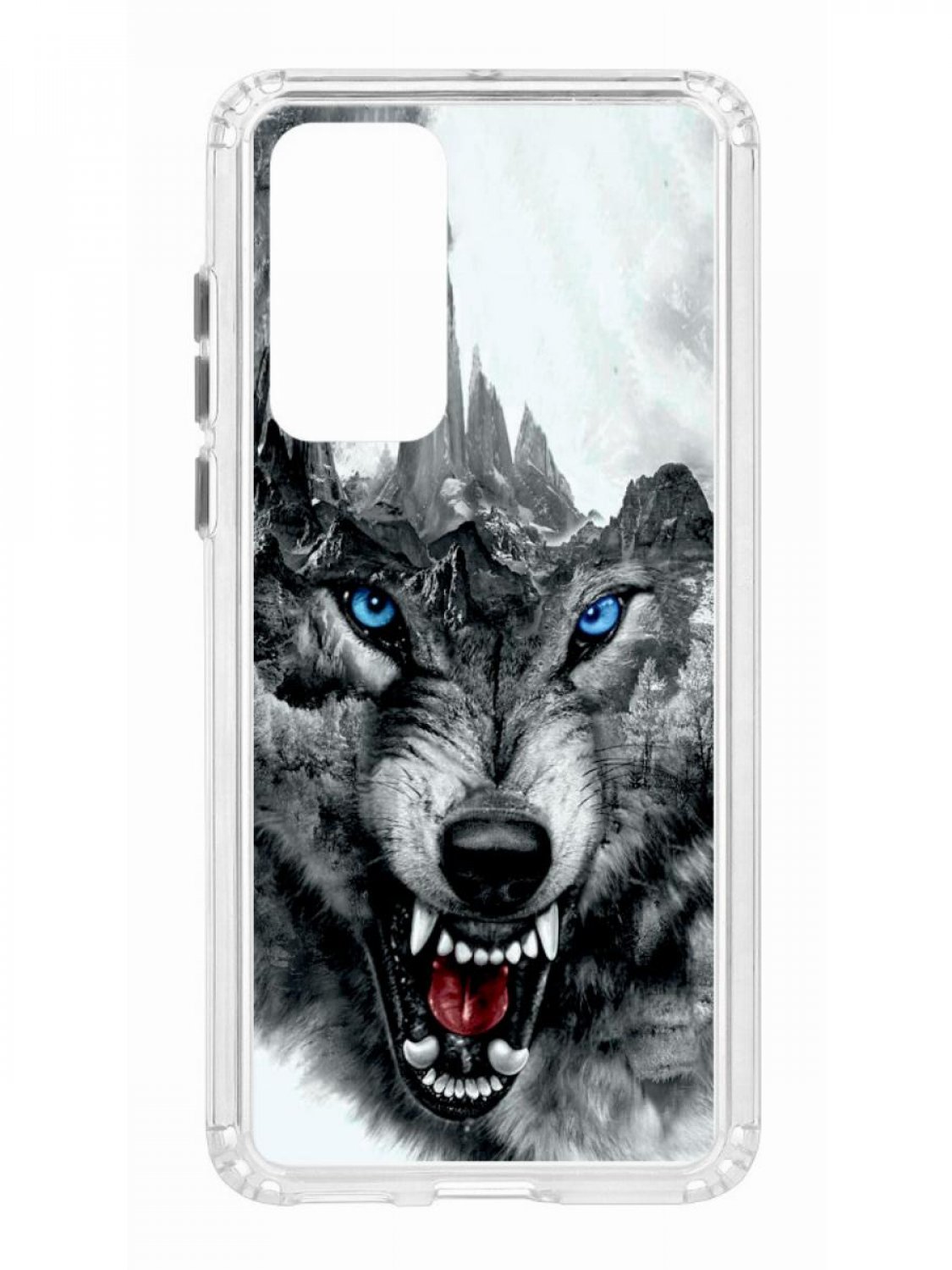 Противоударный чехол для Huawei P40 Kruche Print Волк прозрачный с рисунком