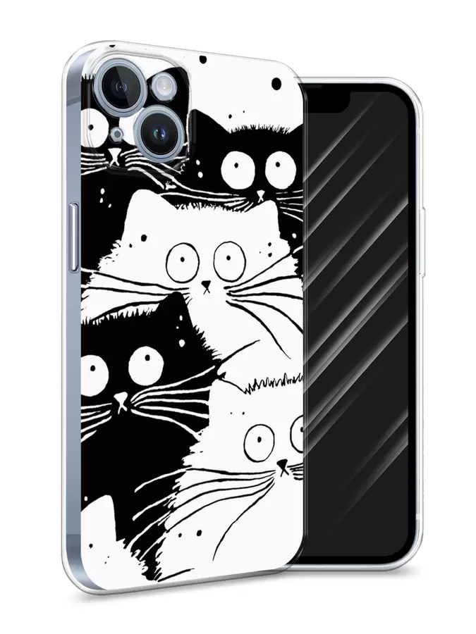 Силиконовый чехол Awog "Коты черно-белые" для Apple iPhone 14