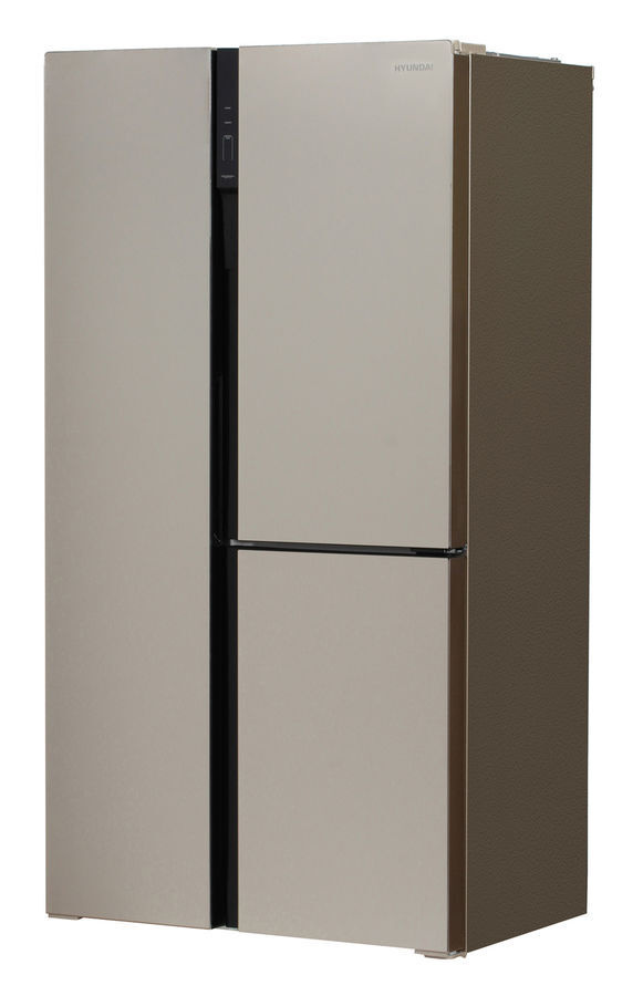 Холодильник Hyundai CS5073FV шампань/стекло (трехкамерный, Side-by-Side,FNF, инвертор), бе