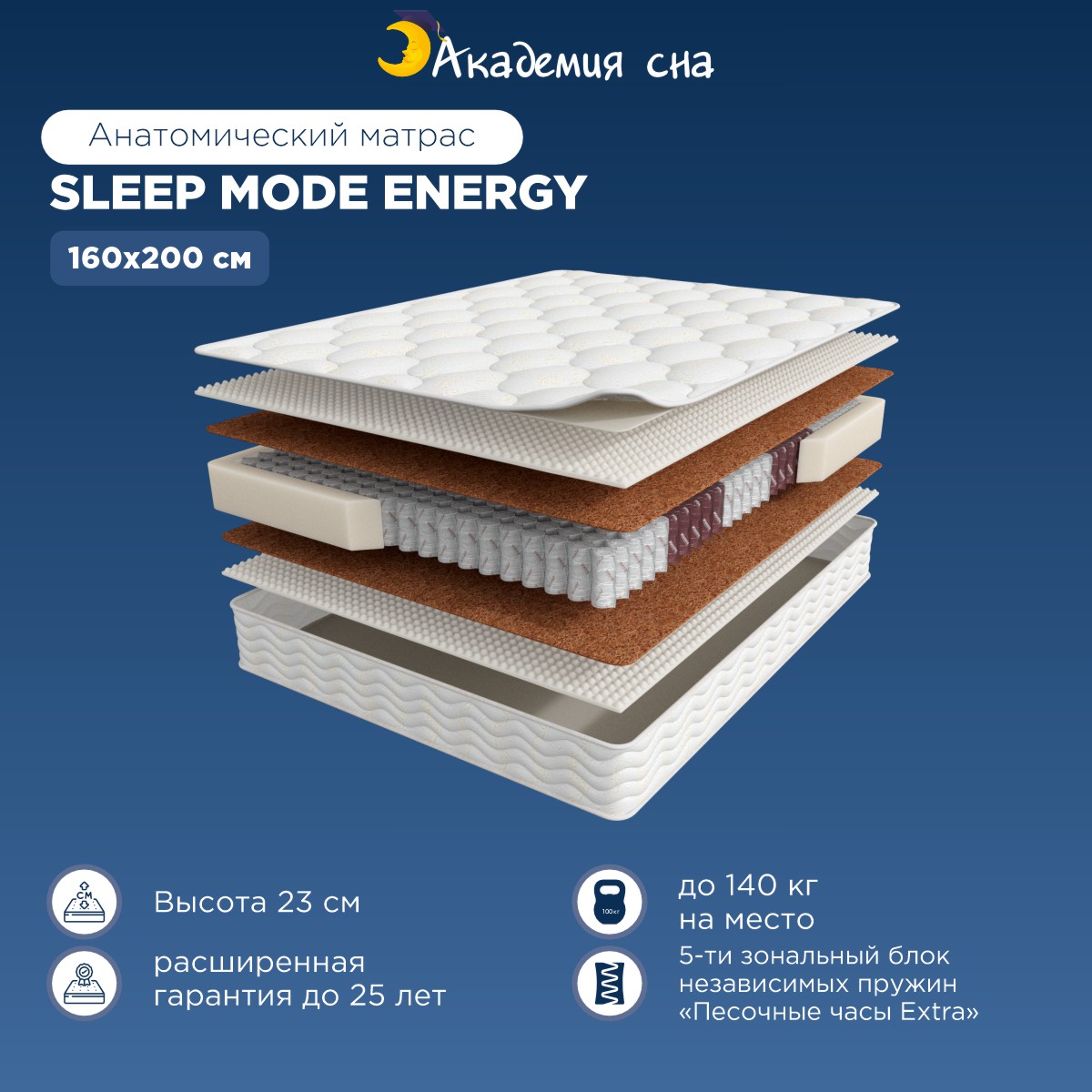 Матрас Академия сна Sleep Mode Energy 160x200