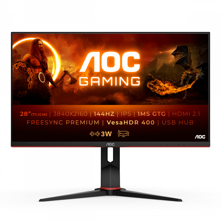 28" Монитор AOC GAMING U28G2XU2/BK черный 144Hz 3840x2160 IPS