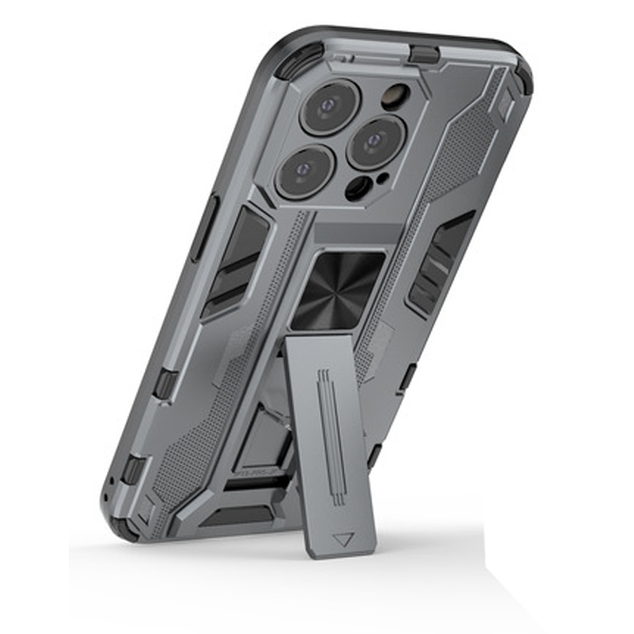 Противоударный чехол с подставкой Transformer для iPhone 13 Pro (серый)