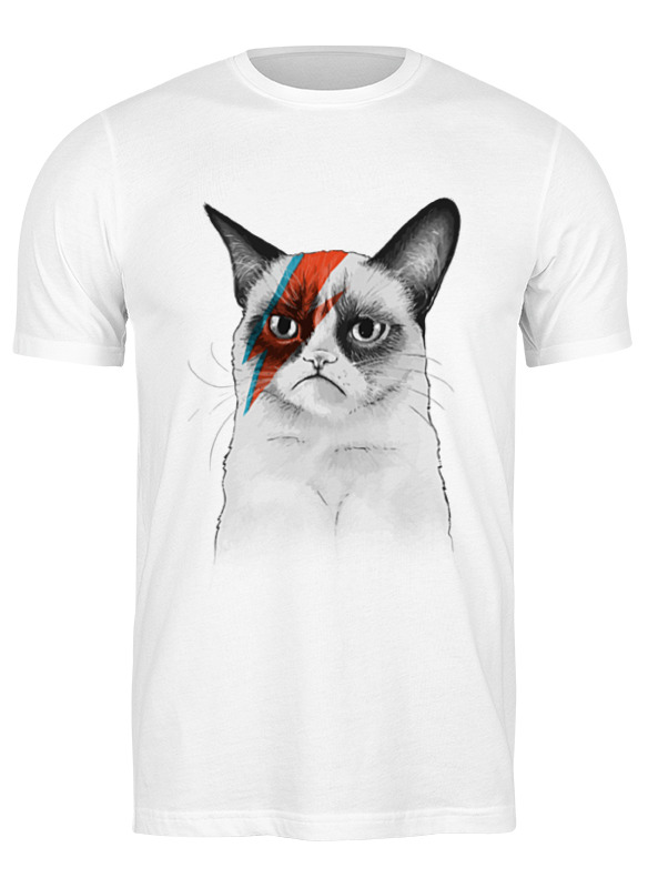 Футболка мужская Printio Grumpy cat x bowie белая S