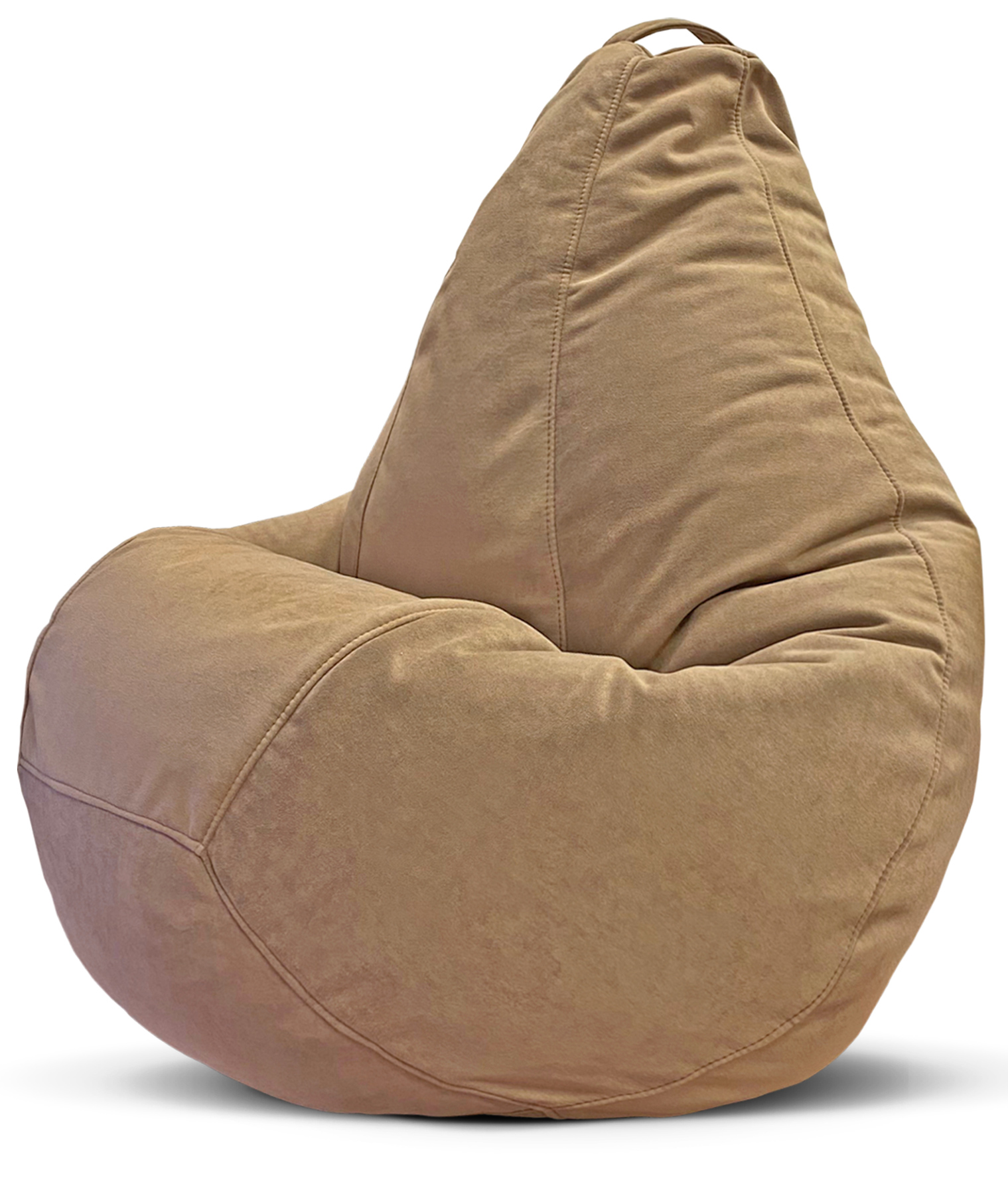 Кресло-мешок PUFLOVE пуфик груша, размер XXXL, темно-бежевый велюр