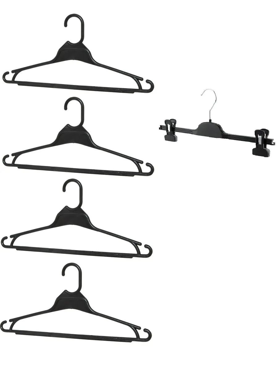 Valexa набор вешалок ВС-1 для детской одежды, черная, 4шт + PV-36 брючная, черная, 1шт