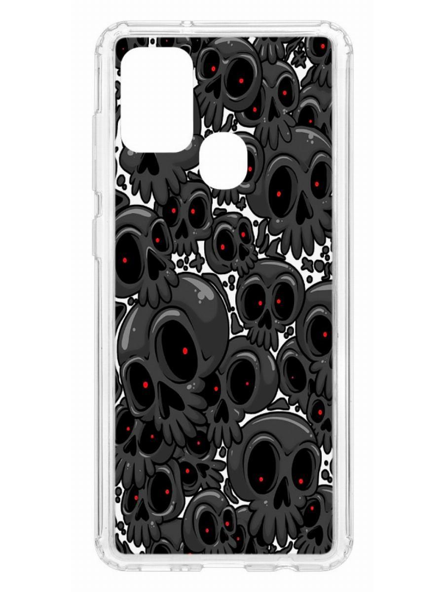 Чехол на Samsung Galaxy A21S Kruche Print Skull gray