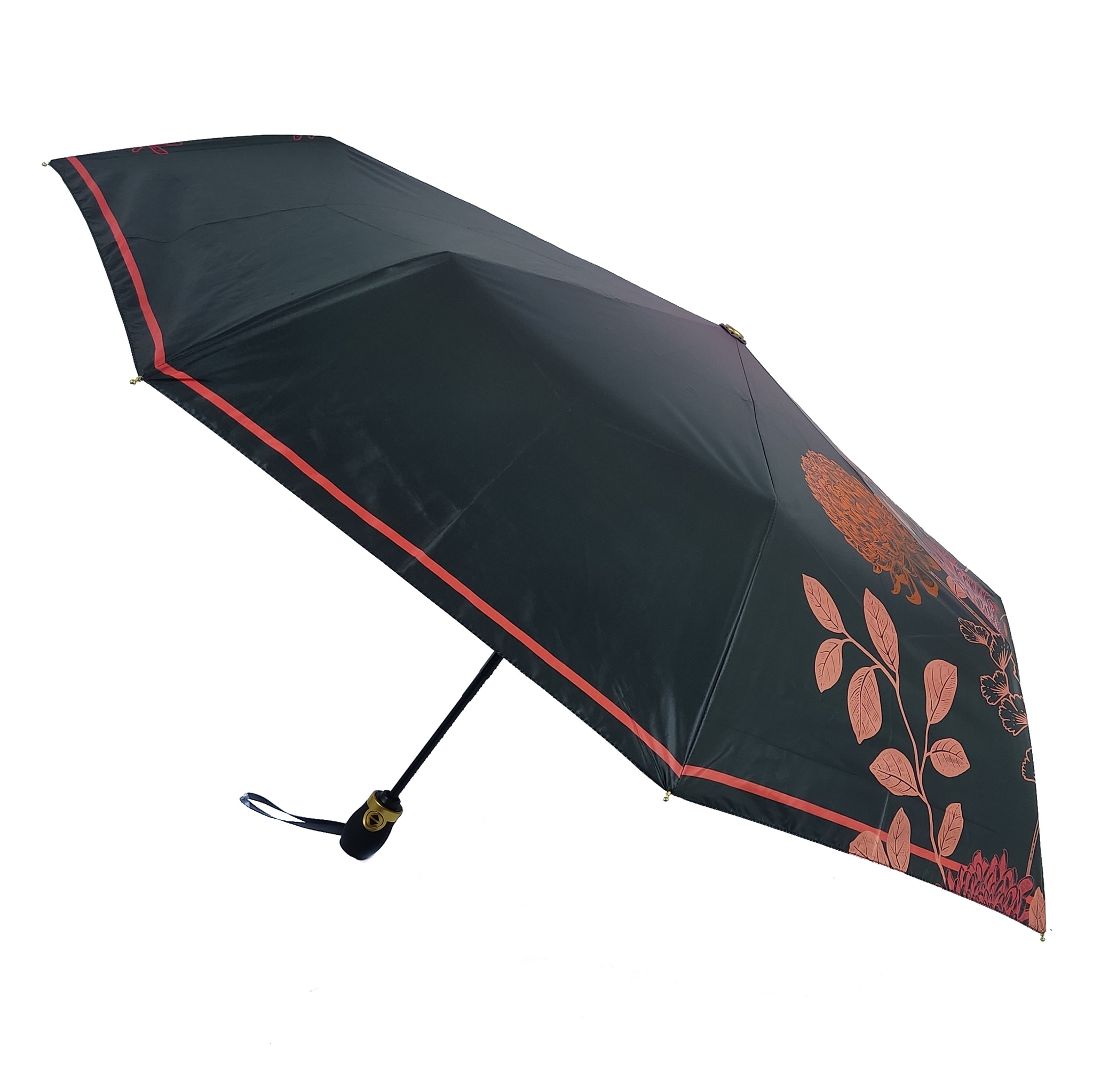 Зонт женский Три Слона 3851-С черный/оранжевый