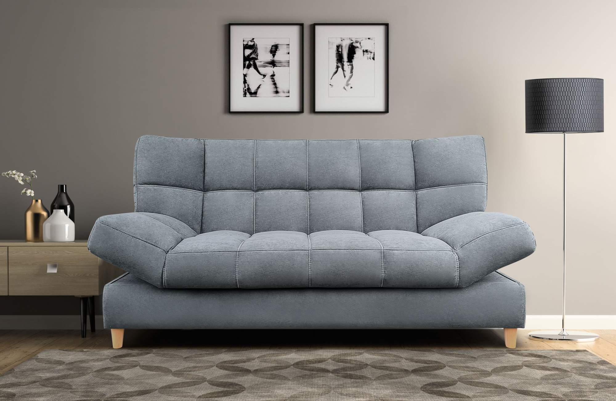 Прямой диван-кровать фабрика мебели Олимп Саймон с ящиком 210х90х105 см Серый