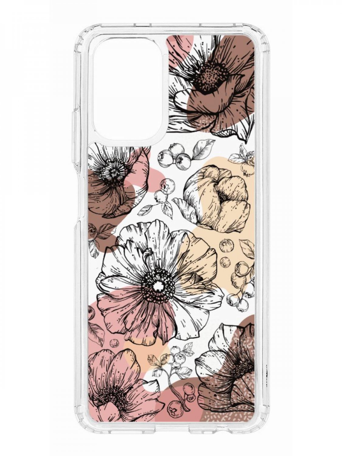 Противоударный чехол для Xiaomi Redmi Note 10 Kruche Print Ягоды и Цветы с рисунком