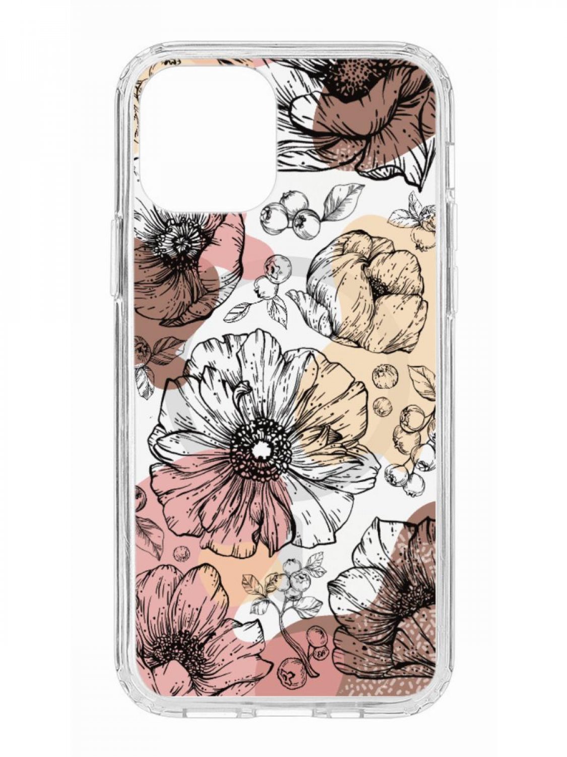 Противоударный чехол для iPhone 12/12 Pro Kruche Print MagSafe Ягоды и Цветы с рисунком