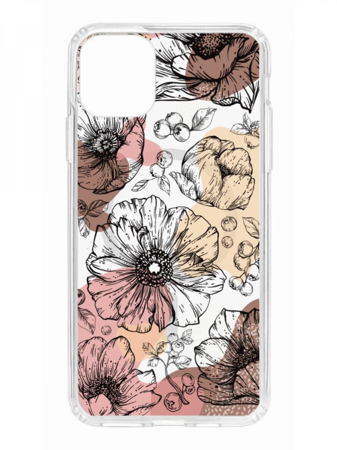 Противоударный чехол для iPhone 11 Pro Max Kruche Print MagSafe Ягоды и Цветы с рисунком