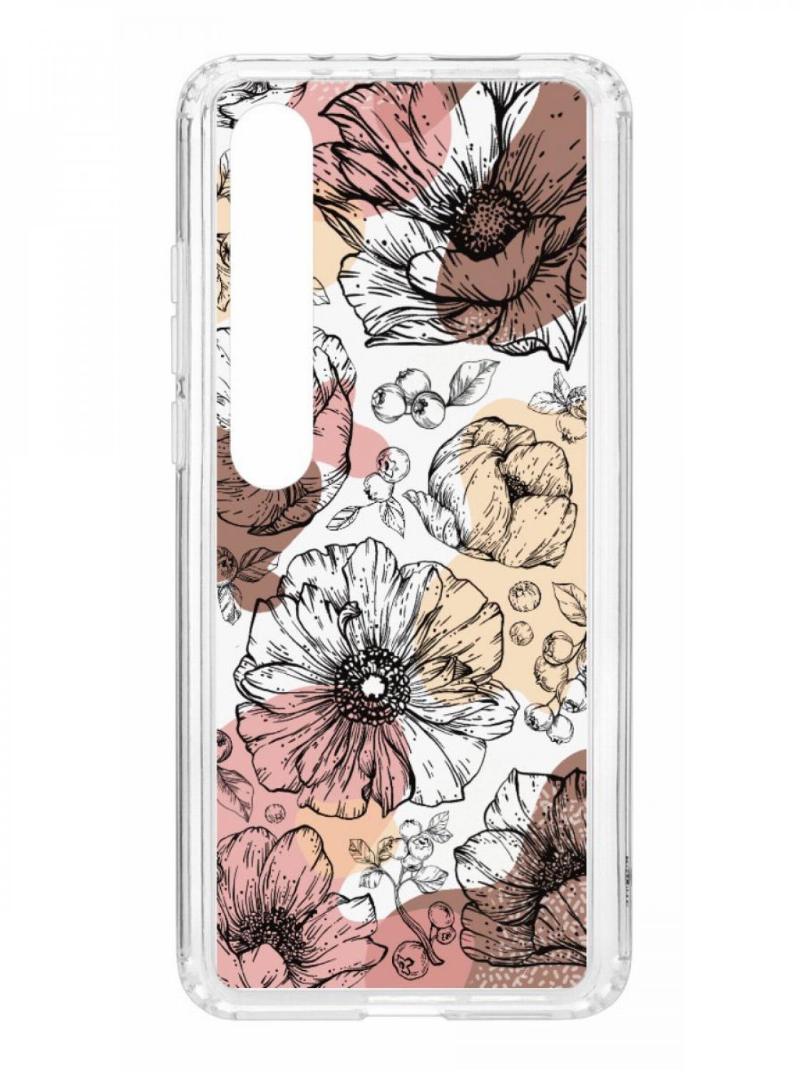 Противоударный чехол для Xiaomi Mi 10 Kruche Print Ягоды и Цветы прозрачный с рисунком